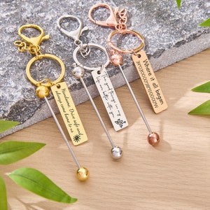 Personalized Beadable Keyring, Stainless Keychain,custom Keyring ...
