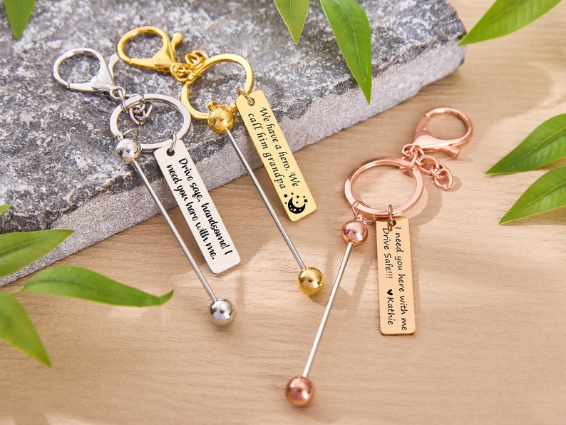 Personalized Beadable Keyring, Stainless Keychain,custom Keyring ...