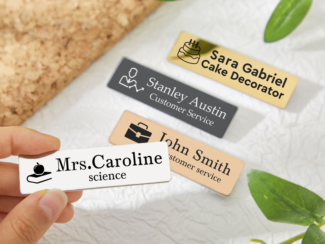 Customized Magnetic Name Tags Personalized Name Tags Silver and Gold ...