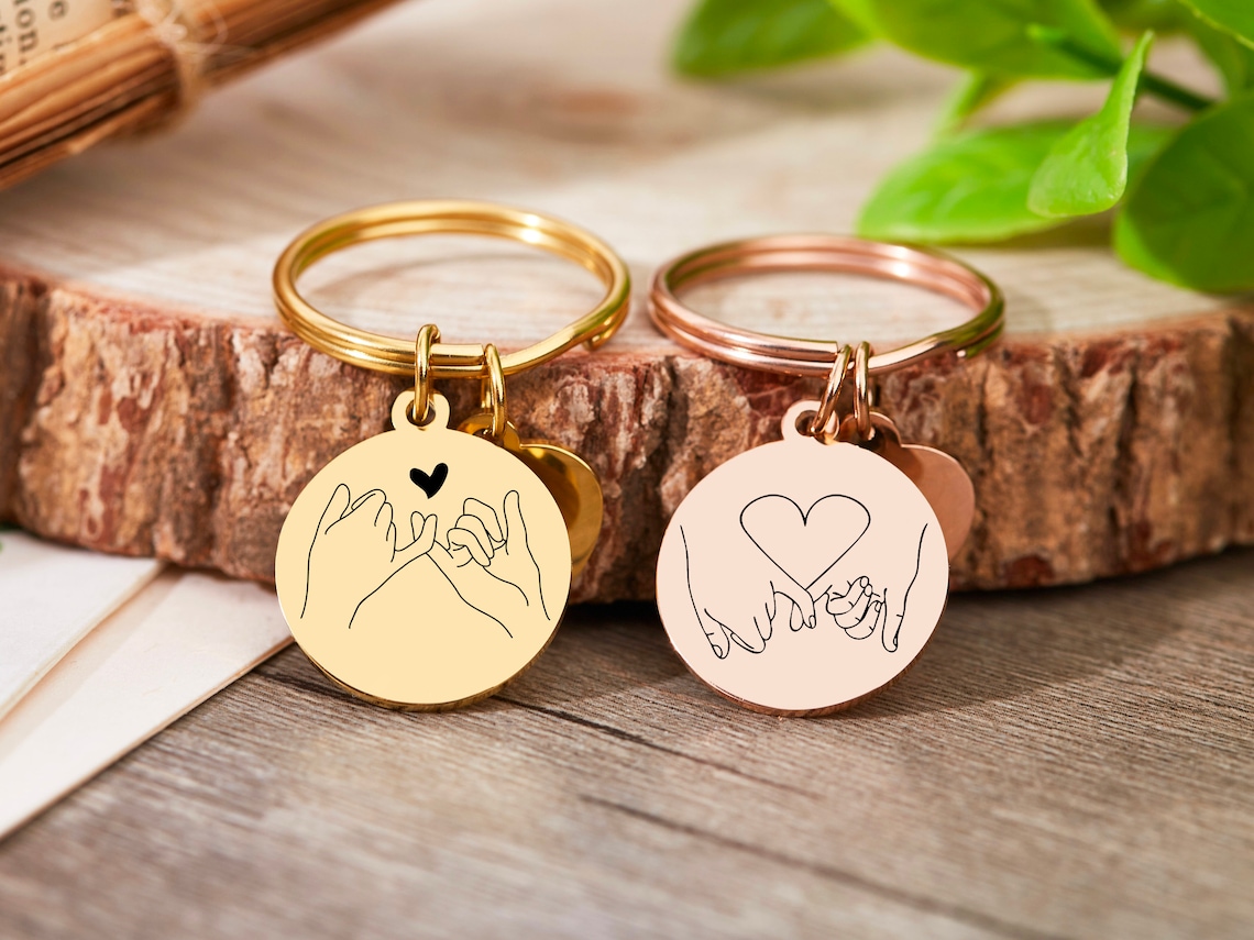 Pinky Promise Keychains, Pinky Promise Keyrings, Personalized Keychain ...