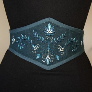 Embroidered Linen Corset Belt - Etsy