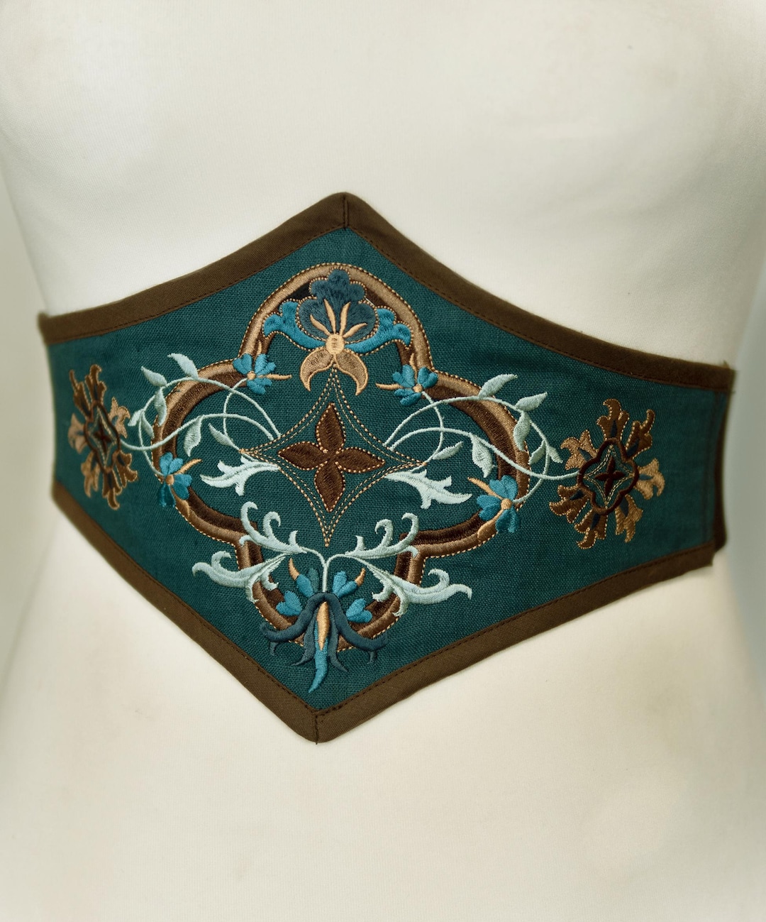 Embroidered Linen Corset Belt - Etsy