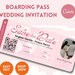 Editable Boarding Pass Wedding Invitation Template Airline Ticket Canva ...