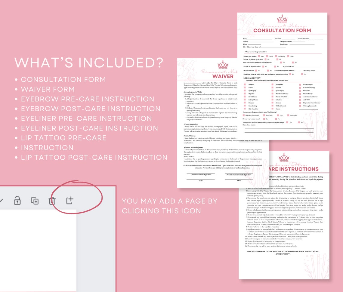 Permanent Makeup Forms Editable PMU Consent Form Template Printable ...