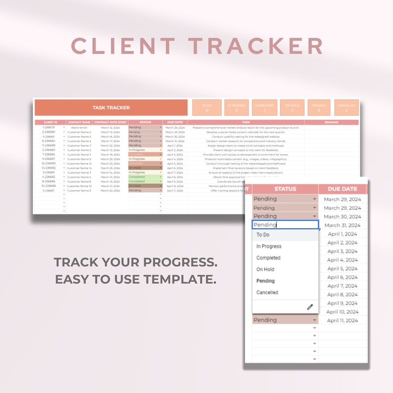 Client Tracker Google Sheets, Client Management Template, Editable ...