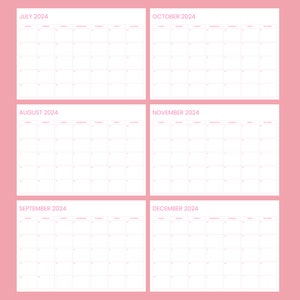 2024 Monthly Calendar Printable Pink Minimalist 12 Month Calendar ...