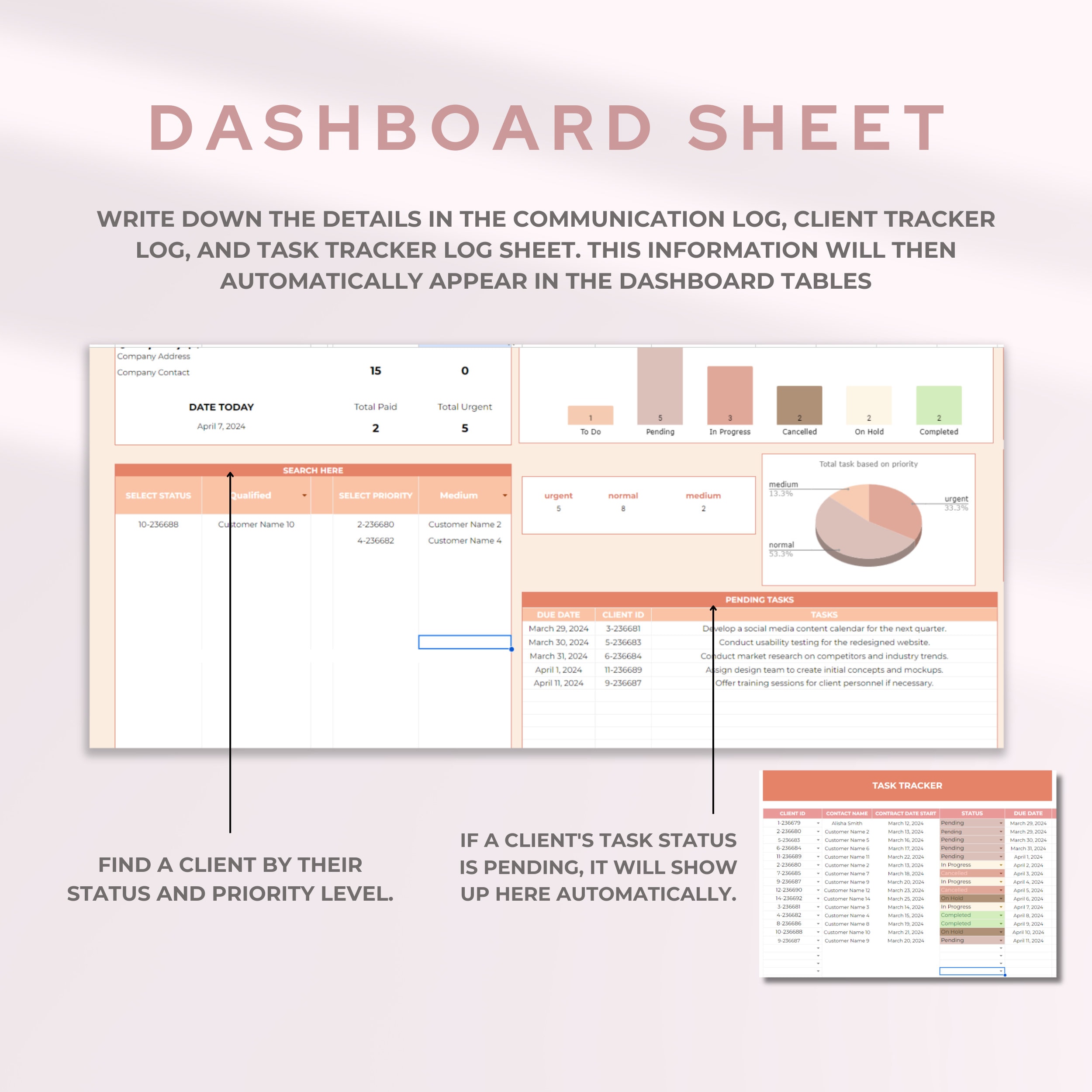 Client Tracker Google Sheets, Client Management Template, Editable ...