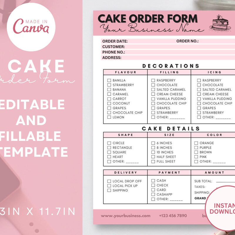 Bakery Order Form - Etsy