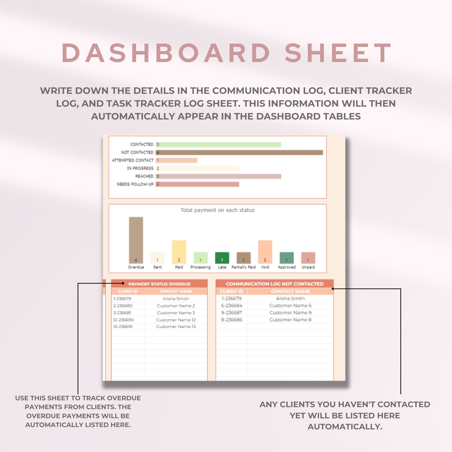 Client Tracker Google Sheets, Client Management Template, Editable ...