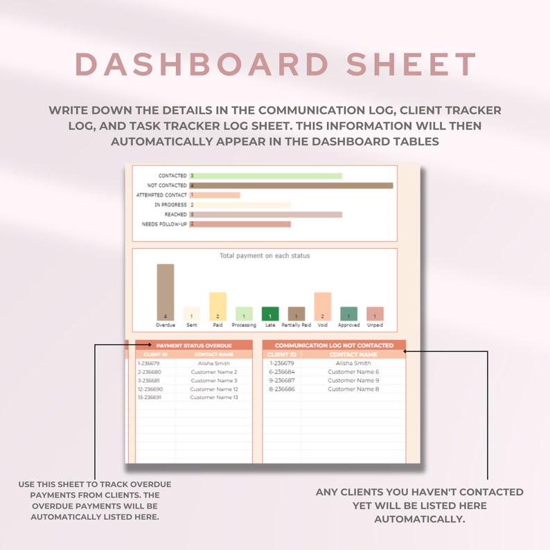 Client Tracker Google Sheets, Client Management Template, Editable ...