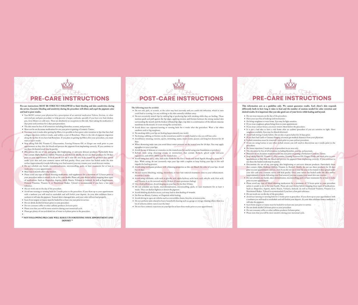 Permanent Makeup Forms Editable PMU Consent Form Template Printable ...