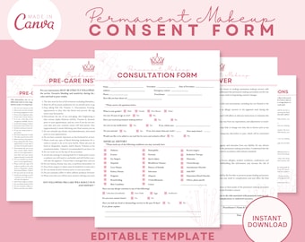 Permanent Makeup Forms Editable PMU Consent Form Template Printable ...