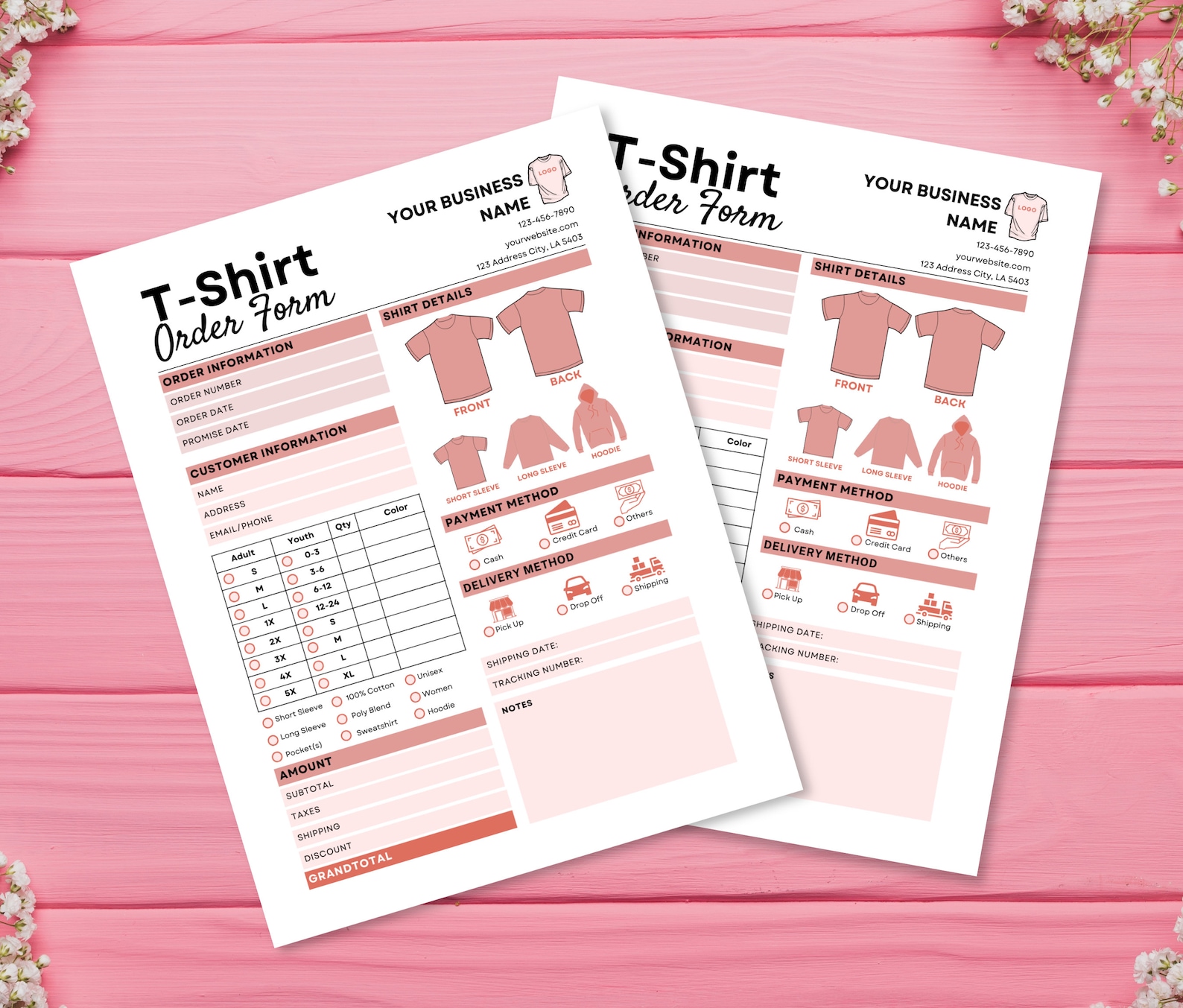 Editable T-shirt Order Form Template Custom T Shirt Order Form, Craft ...
