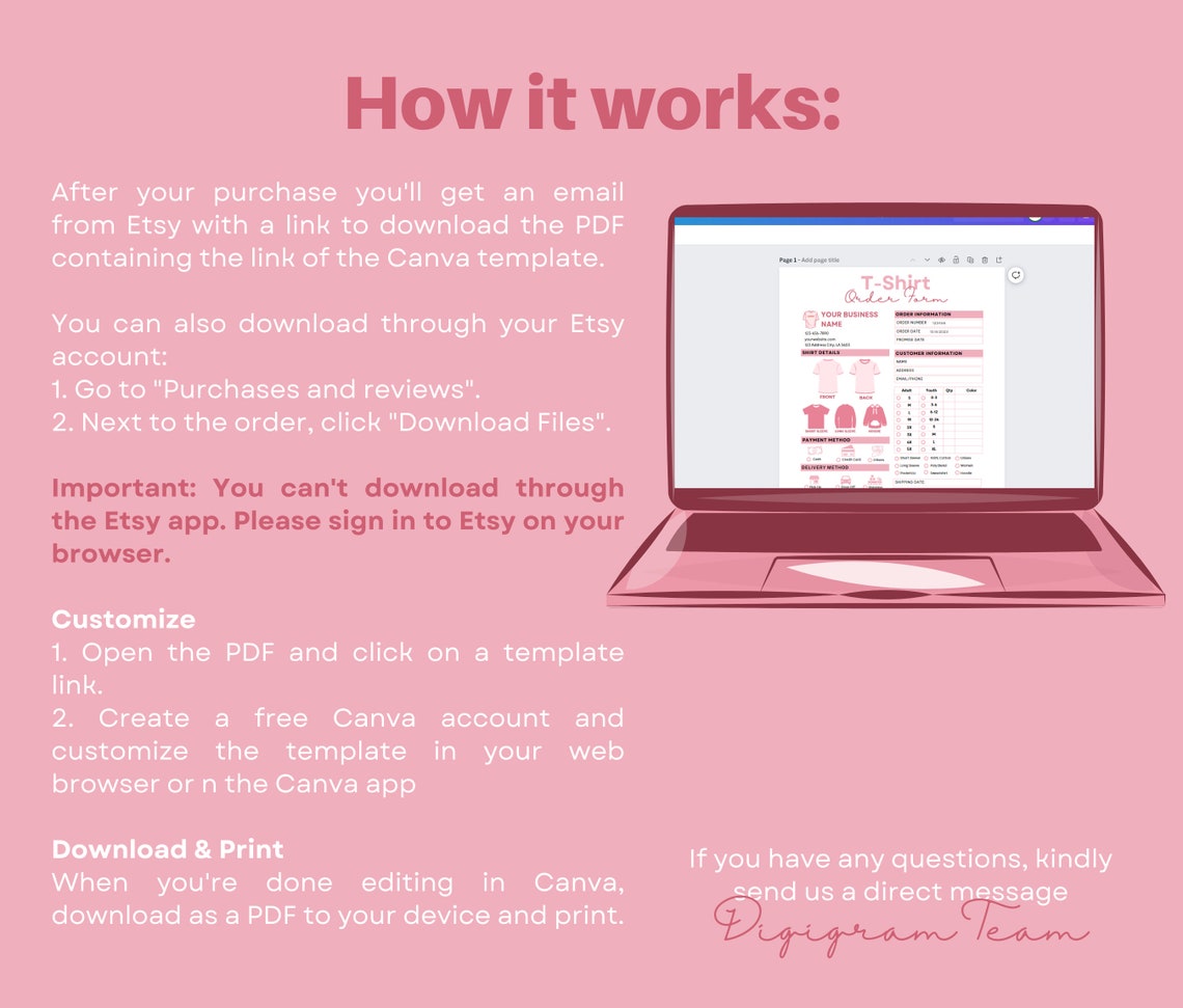 Editable Tshirt Order Form Template Custom T Shirt Order Form, Craft ...