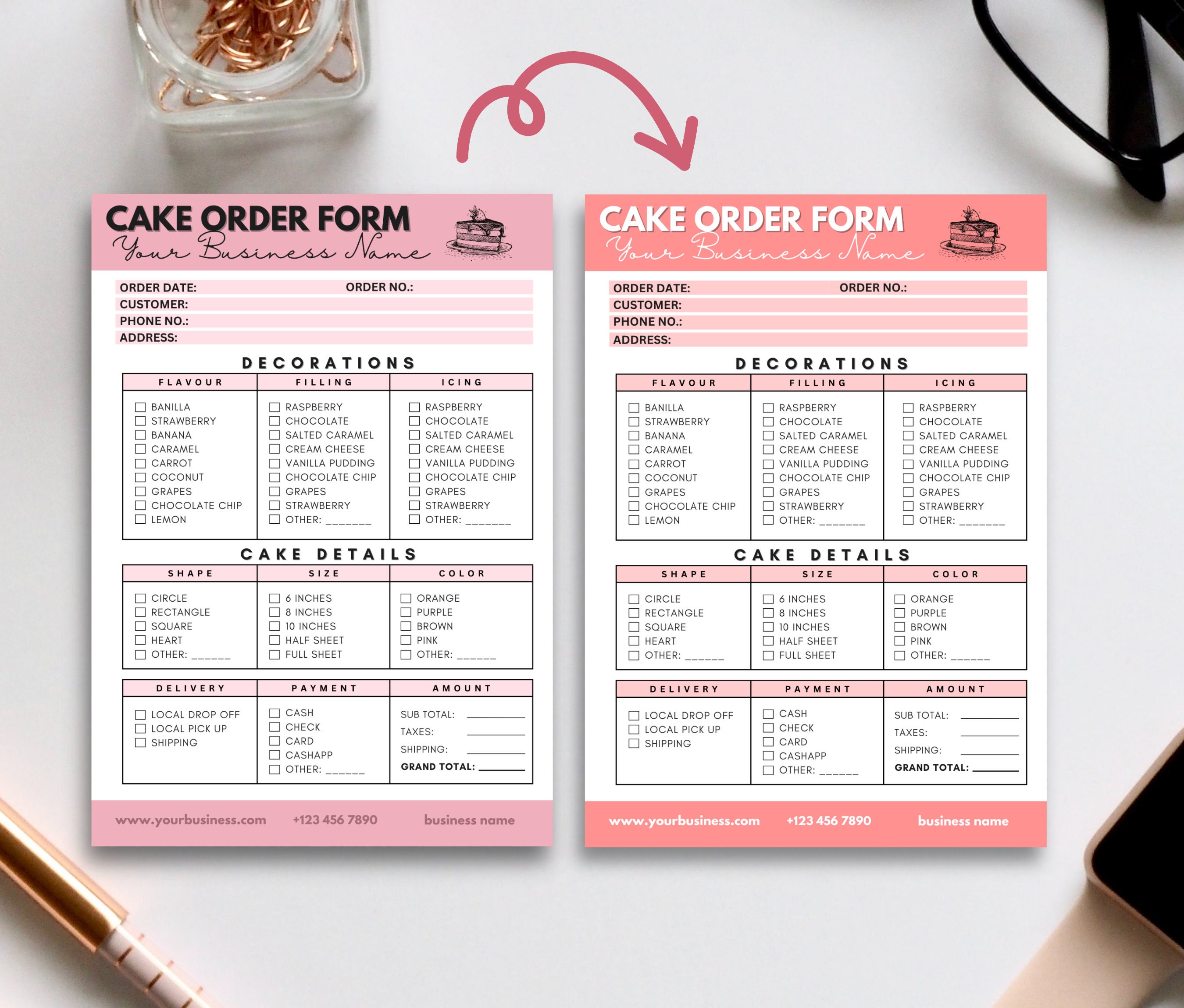 Editable Cake Order Form Template - Bakery Order Form - Custom Order ...