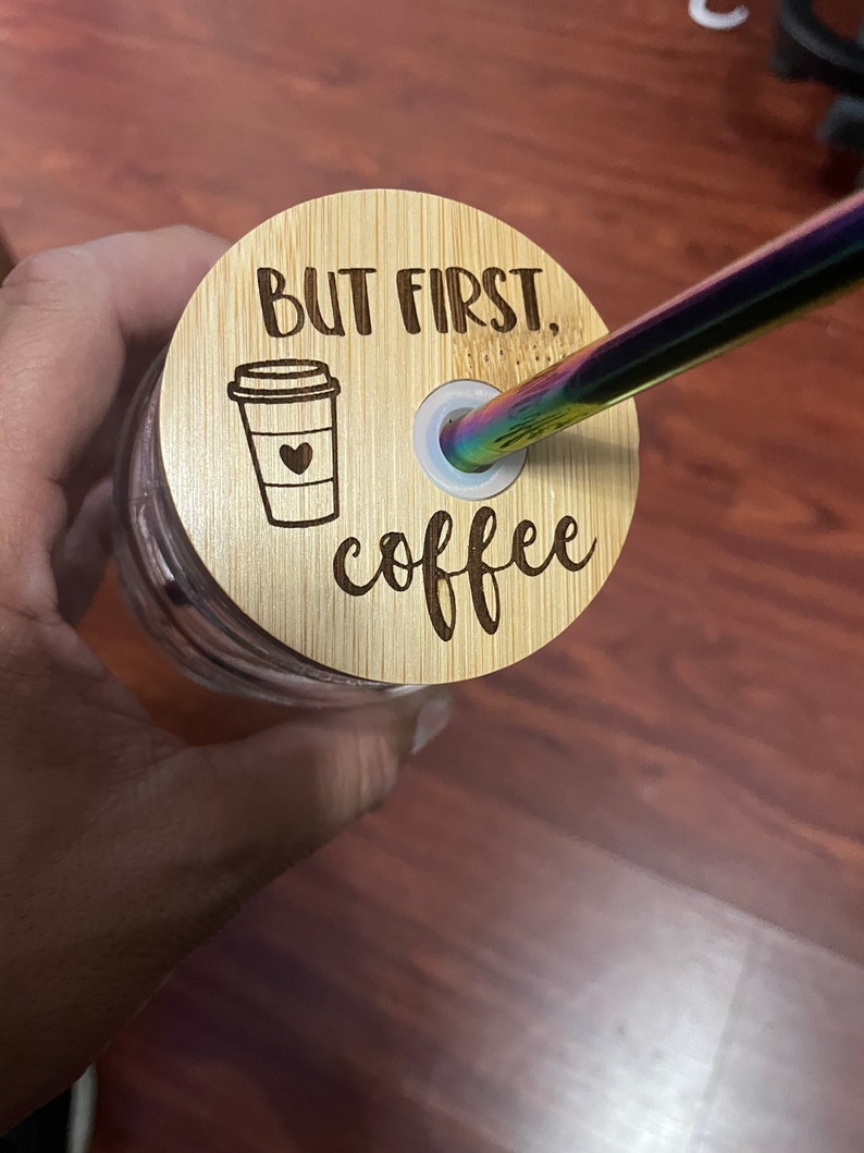 Engraved Wooden Mason Jar Lids but First, Coffee - Etsy