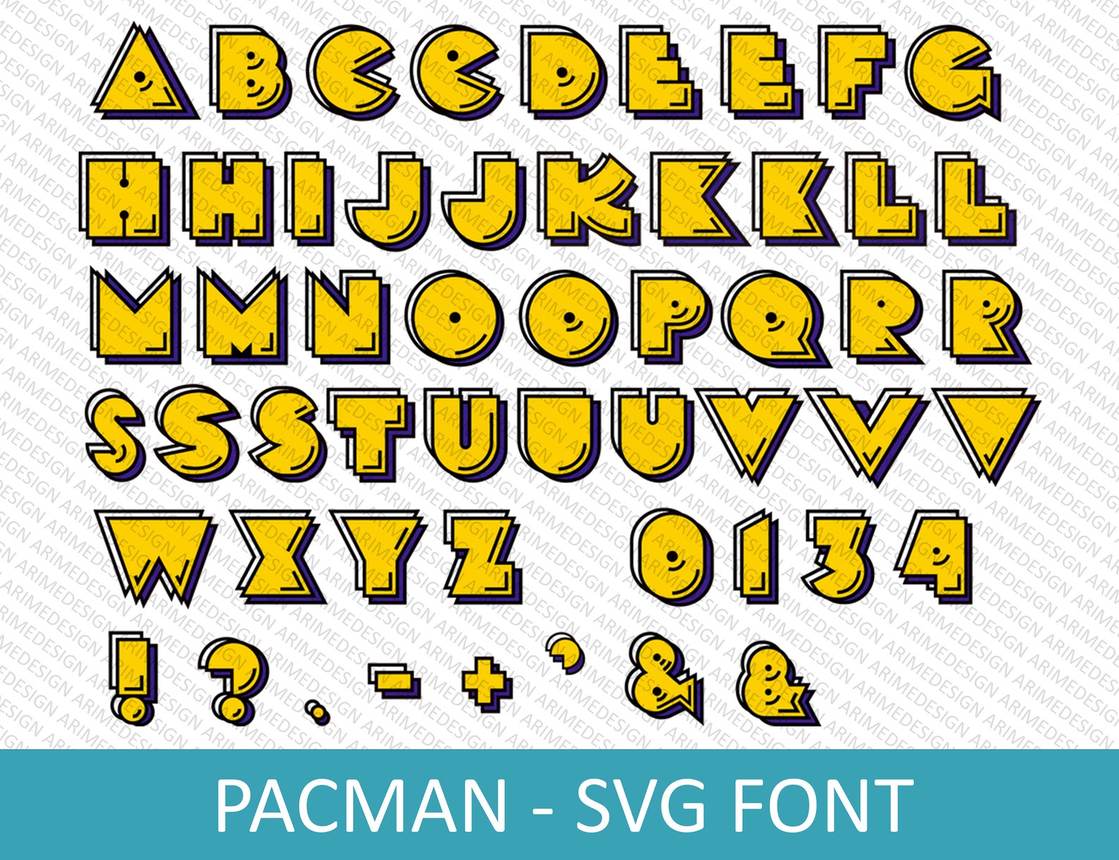 Pacman Font Vector Bundle / Pacman Game Alphabet Font Clip Art - Etsy ...