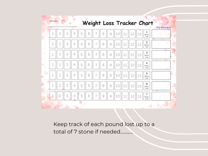 Printable Weight Loss Tracker Chart, Losing Weight Goals PDF, Countdown ...