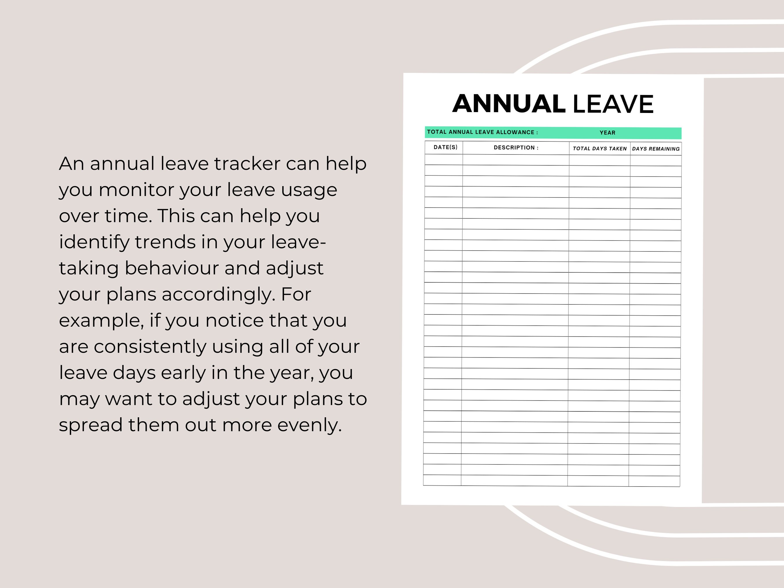 Annual Leave Tracker, Annual Leave Planner Printable, Holidays From ...