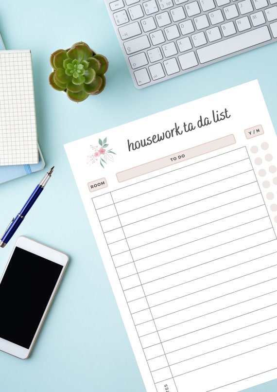 Housework Printable to Do List Housework Planner Clean Home - Etsy