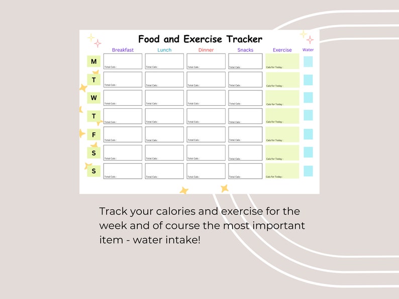 Weekly Printable Food Diary, Calorie Tracker Printable, Daily Food ...