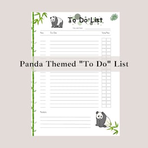 Panda Themed to Do List, Panda Themed Daily Planner, Panda Themed Daily ...