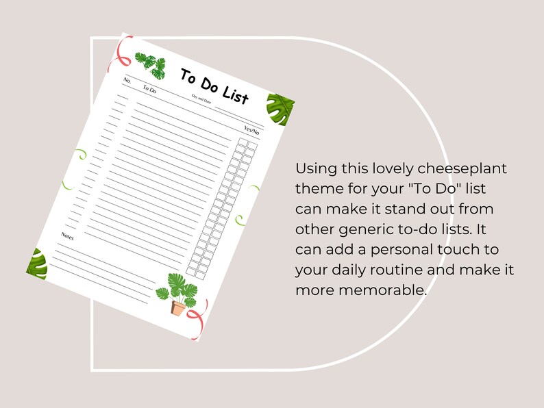 Cute Themed to Do List Printable, Cheeseplant Themed Stationery ...