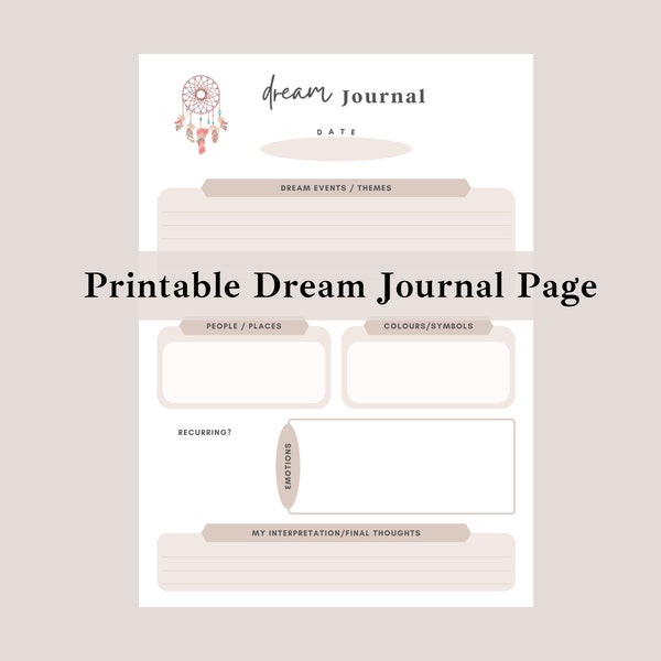 Dream Journal Printable - Etsy