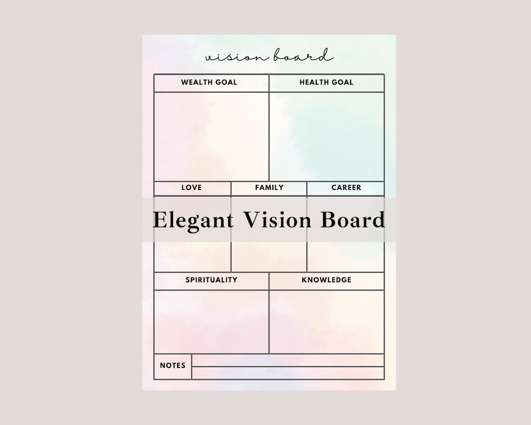 Elegant Printable Vision Board, Printable A4 Vision Board, Vision Board ...