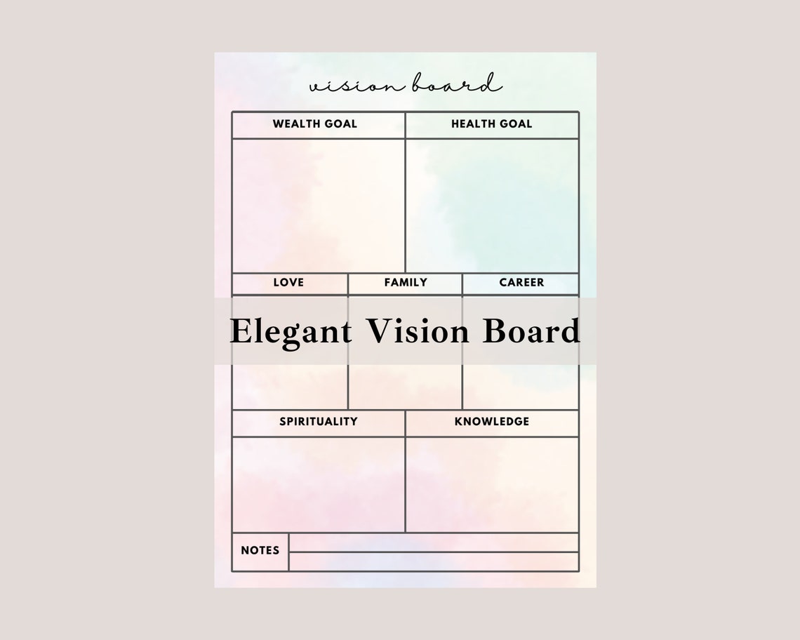 Elegant Printable Vision Board, Printable A4 Vision Board, Vision Board ...