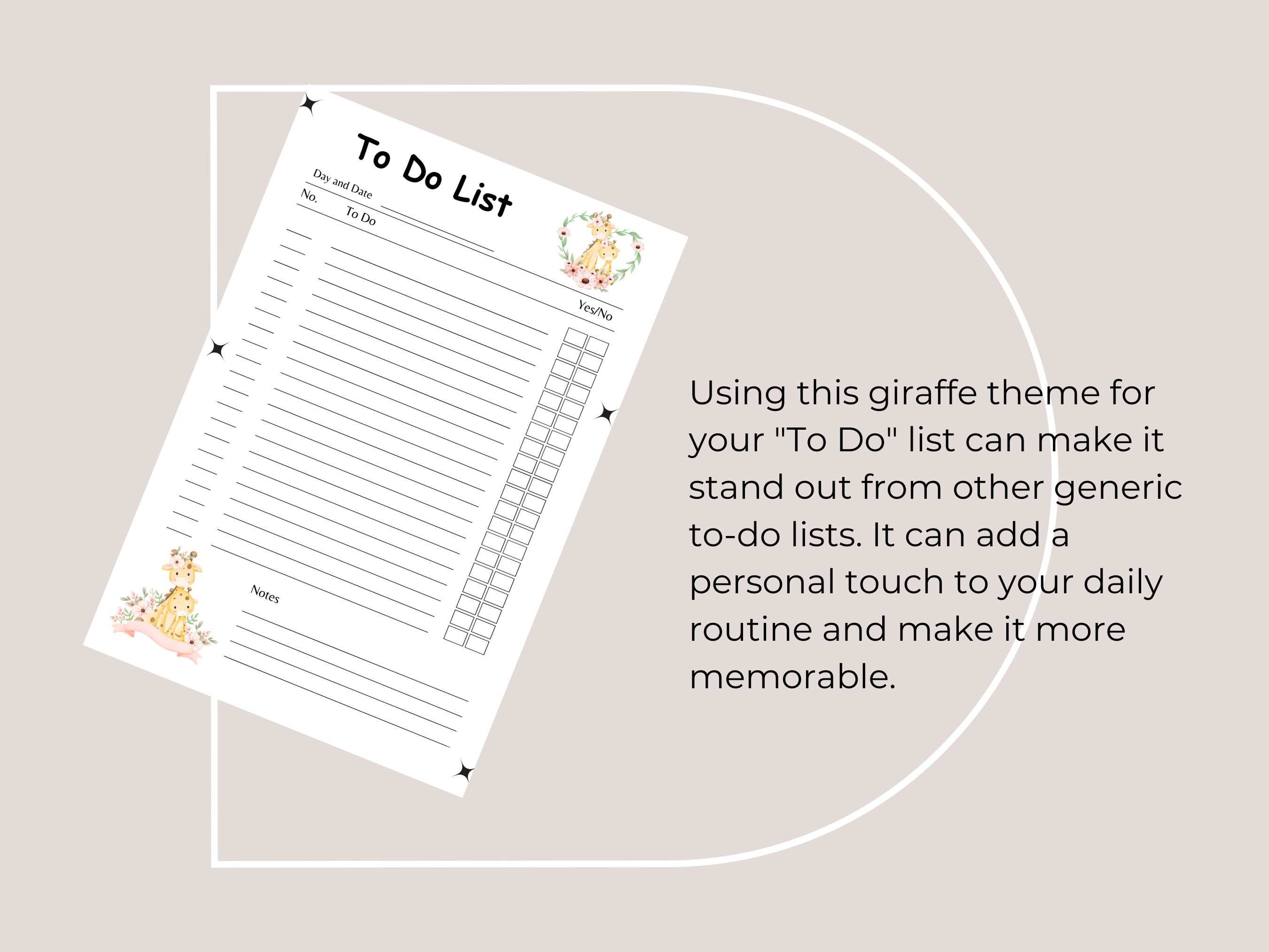 Cute Giraffe Themed Printable Planner Page, Printable to Do List ...