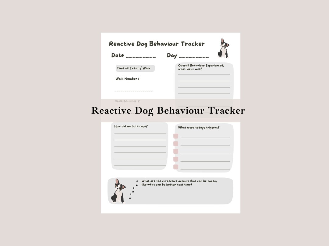 Reactive Dog Behaviour Tracker, Dog Training List, Dog Behaviour ...