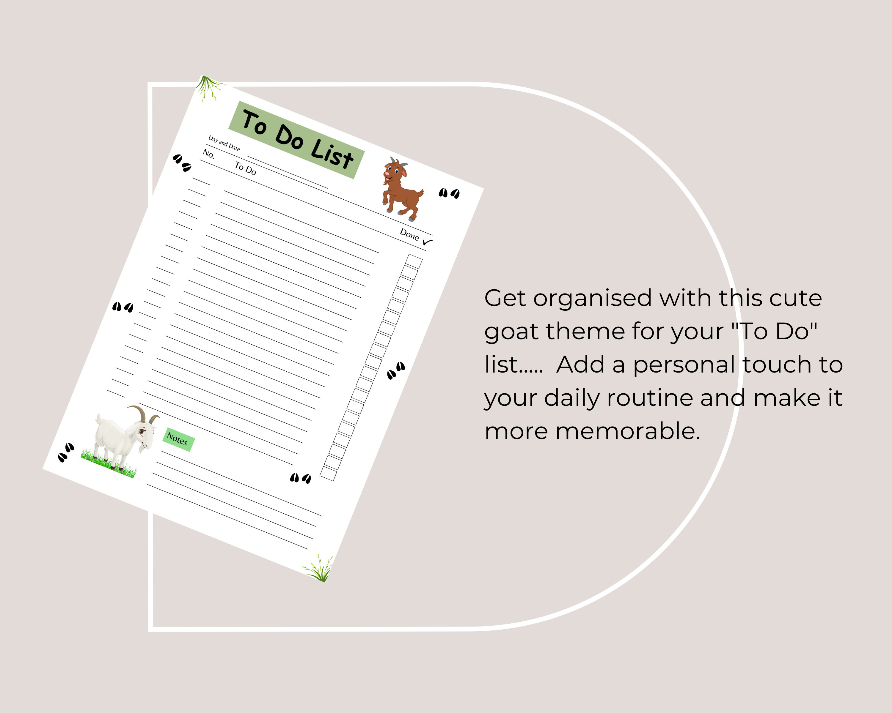 Cute Goat Themed to Do List, Goat Themed Daily Planner Printable ...