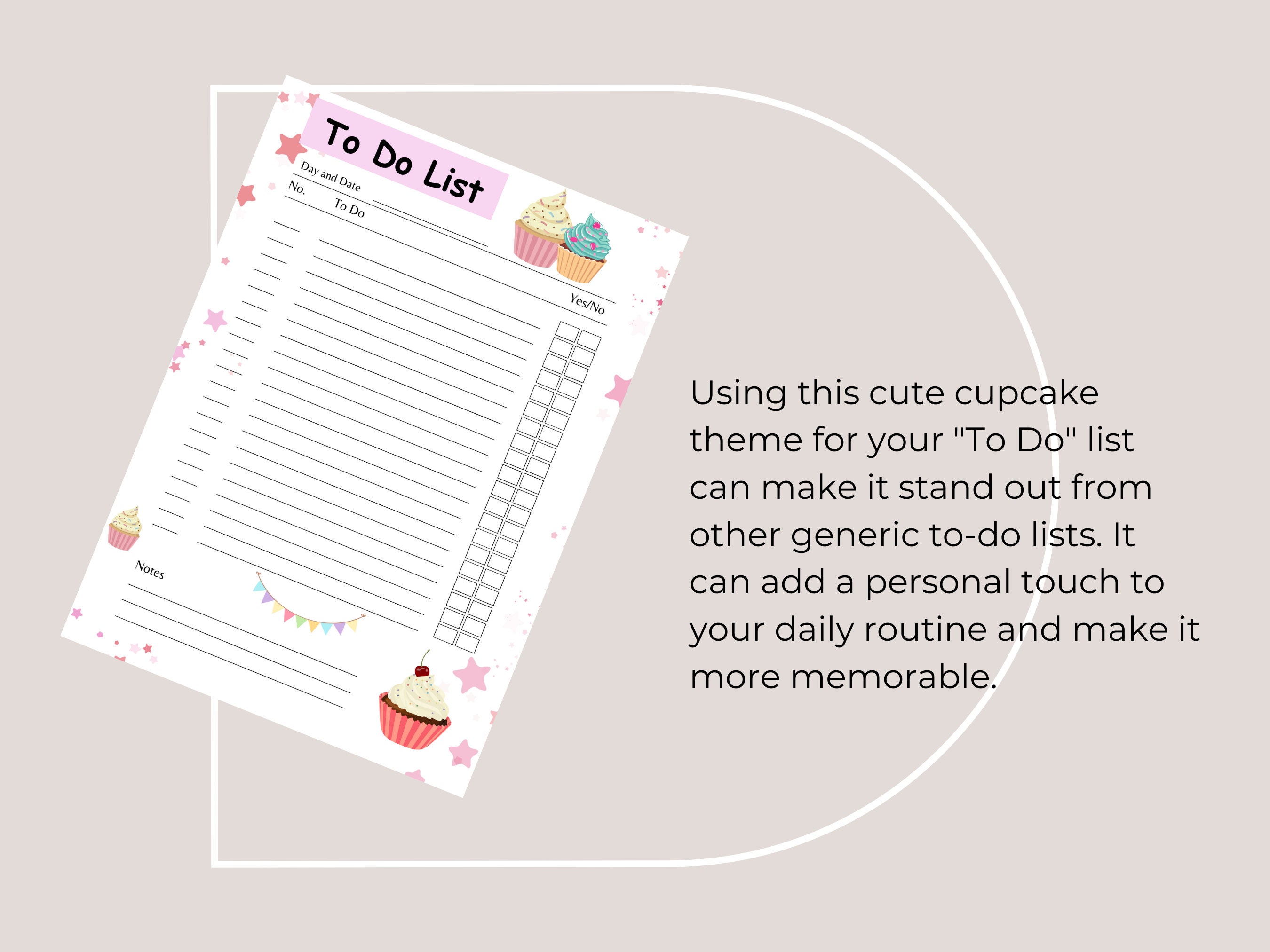 Cupcake Themed to Do List, Cupcake Themed Daily Planner, Cupcake Themed ...