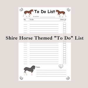 Shire Horse Themed to Do List, Printable Shire Horse to Do List, Shire ...