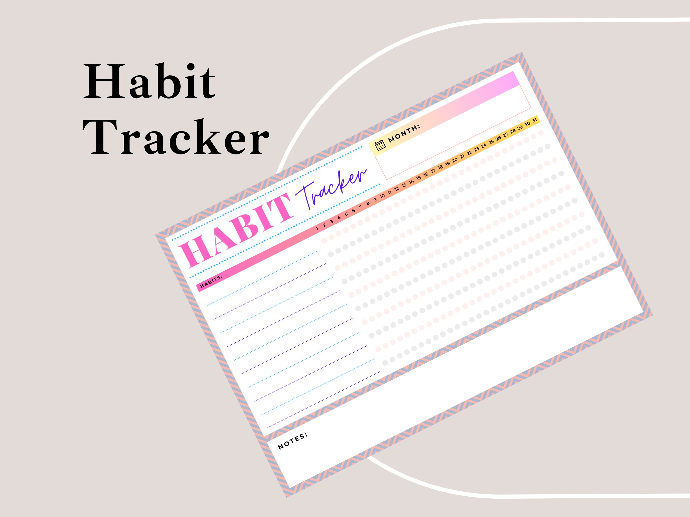 Printable Daily Habit Tracker, Minimalist Monthly Habit Tracker, Pretty ...