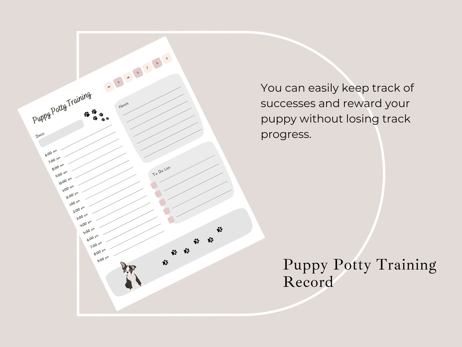 Puppy Potty Training Record, Puppy Training Tracker, Dog Training List ...
