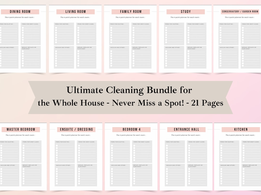 Home Cleaning Printable Bundle, Ultimate Home Cleaning Bundle, Cleaning ...