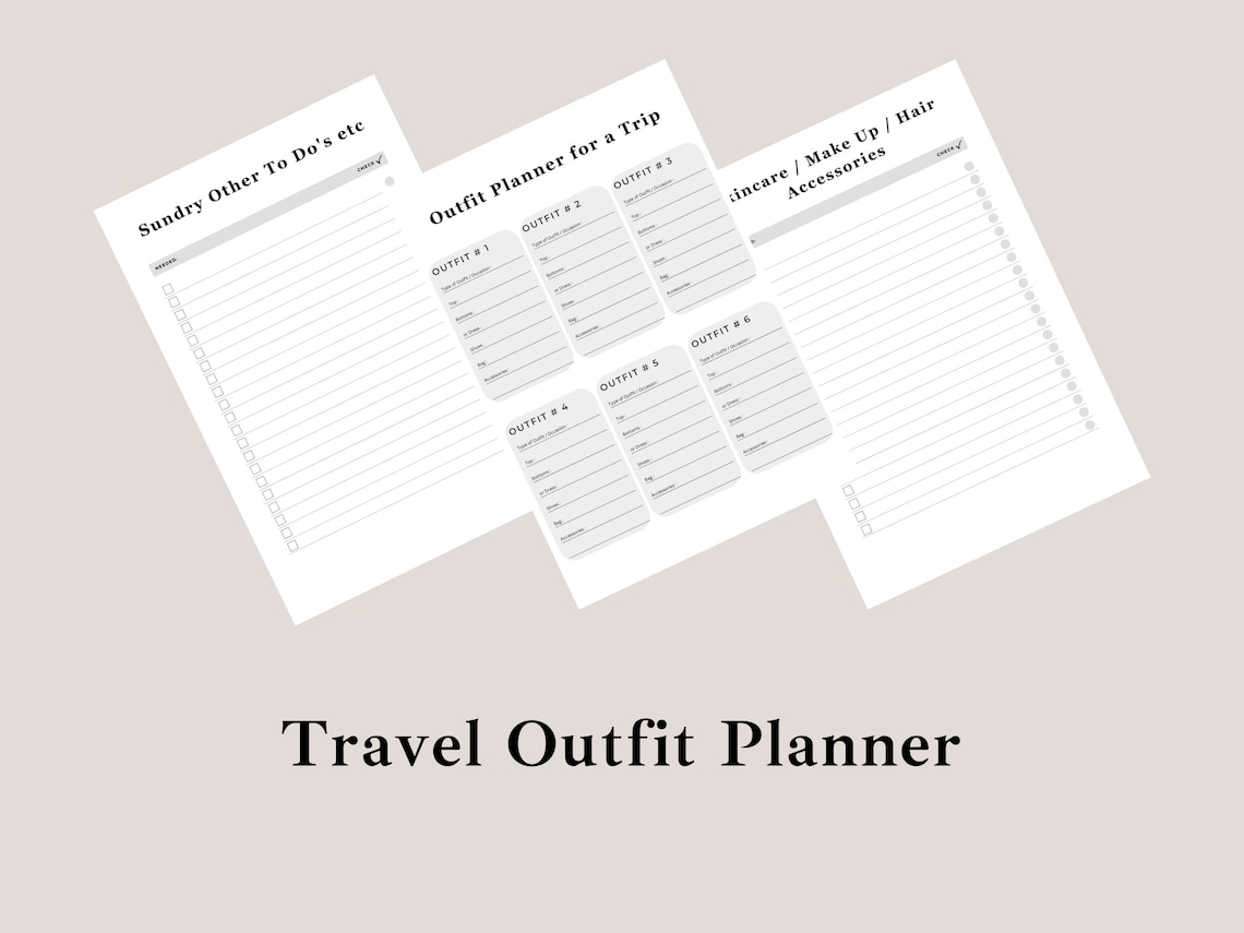 Printable Travel Outfit Planner, Outfit Planners for Holidays ...