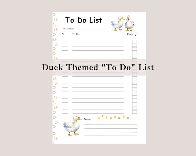 Funny Duck to Do List, Printable, Digital Product, Humorous Stationery ...