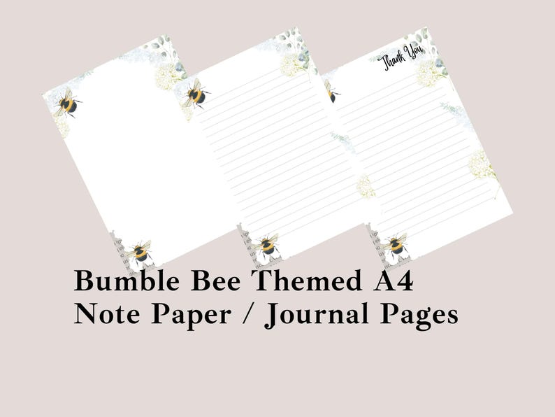 Bumble Bee Printable Stationery - Cute Bee Writing Paper Set – Lined ...