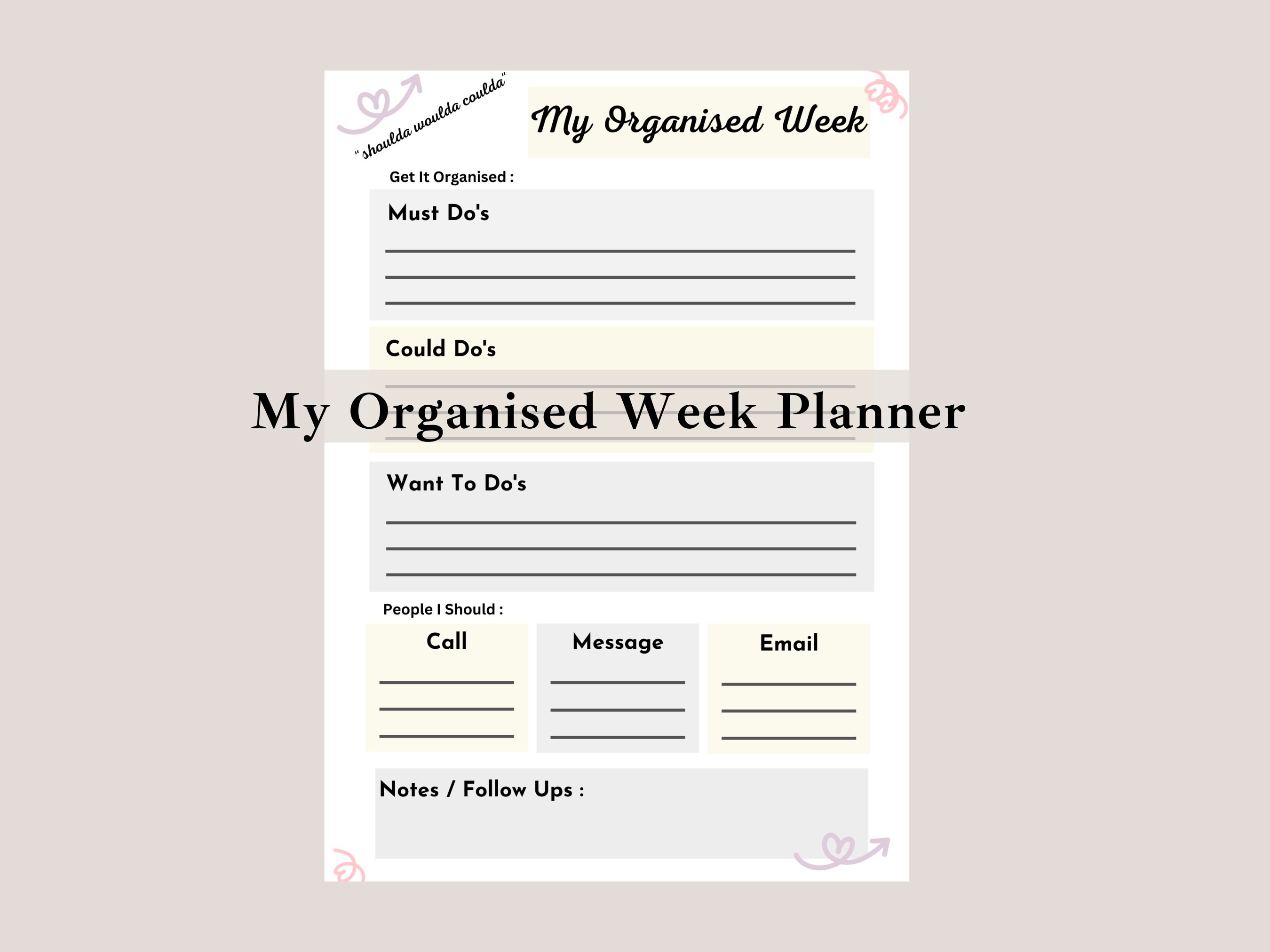 Weekly Planner Printable to Do List, Weekly Planner Printable ...
