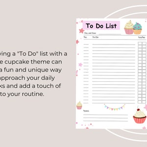 Cupcake Themed to Do List, Cupcake Themed Daily Planner, Cupcake Themed ...
