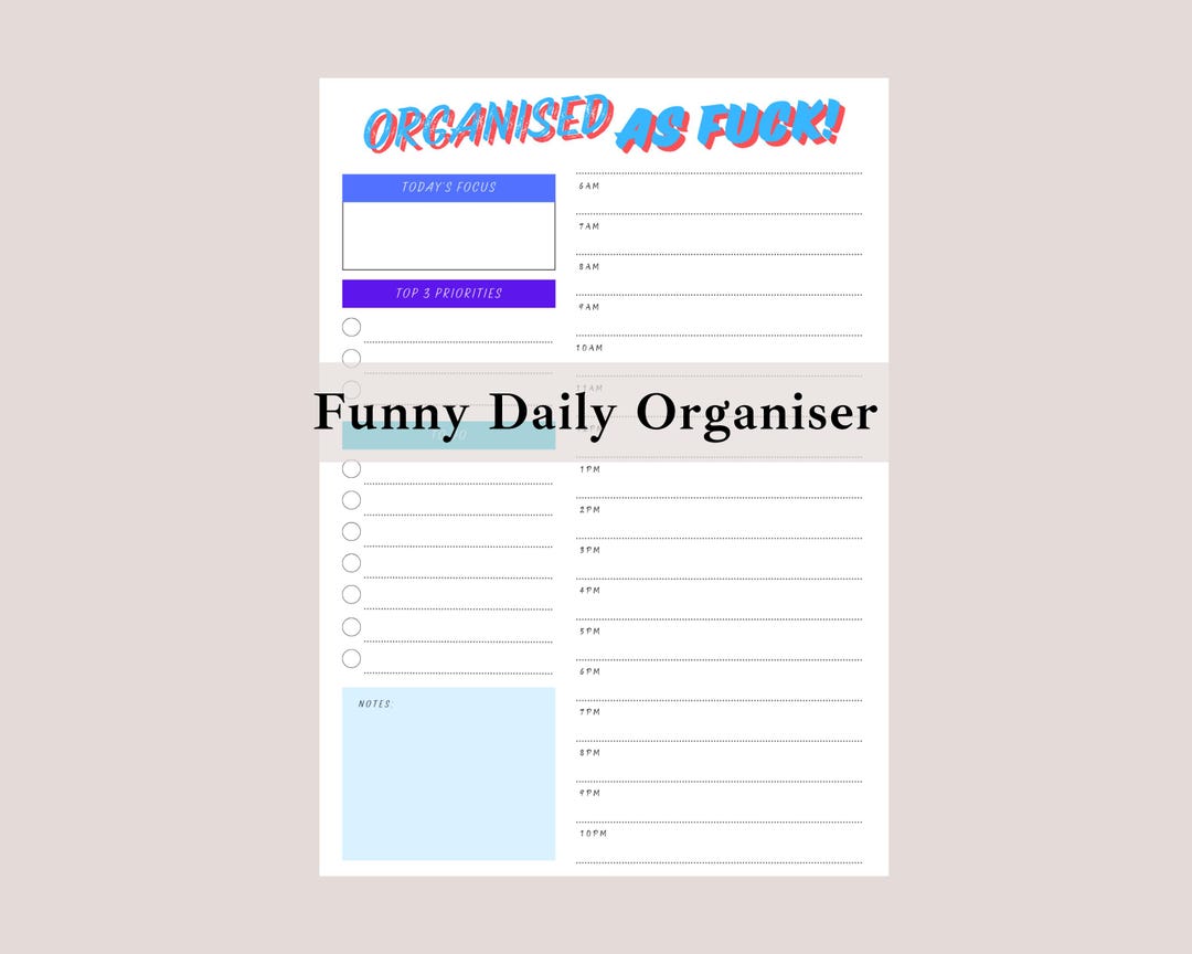 Funny Printable to Do List, Novelty Daily Planner, Organised as F*ck ...