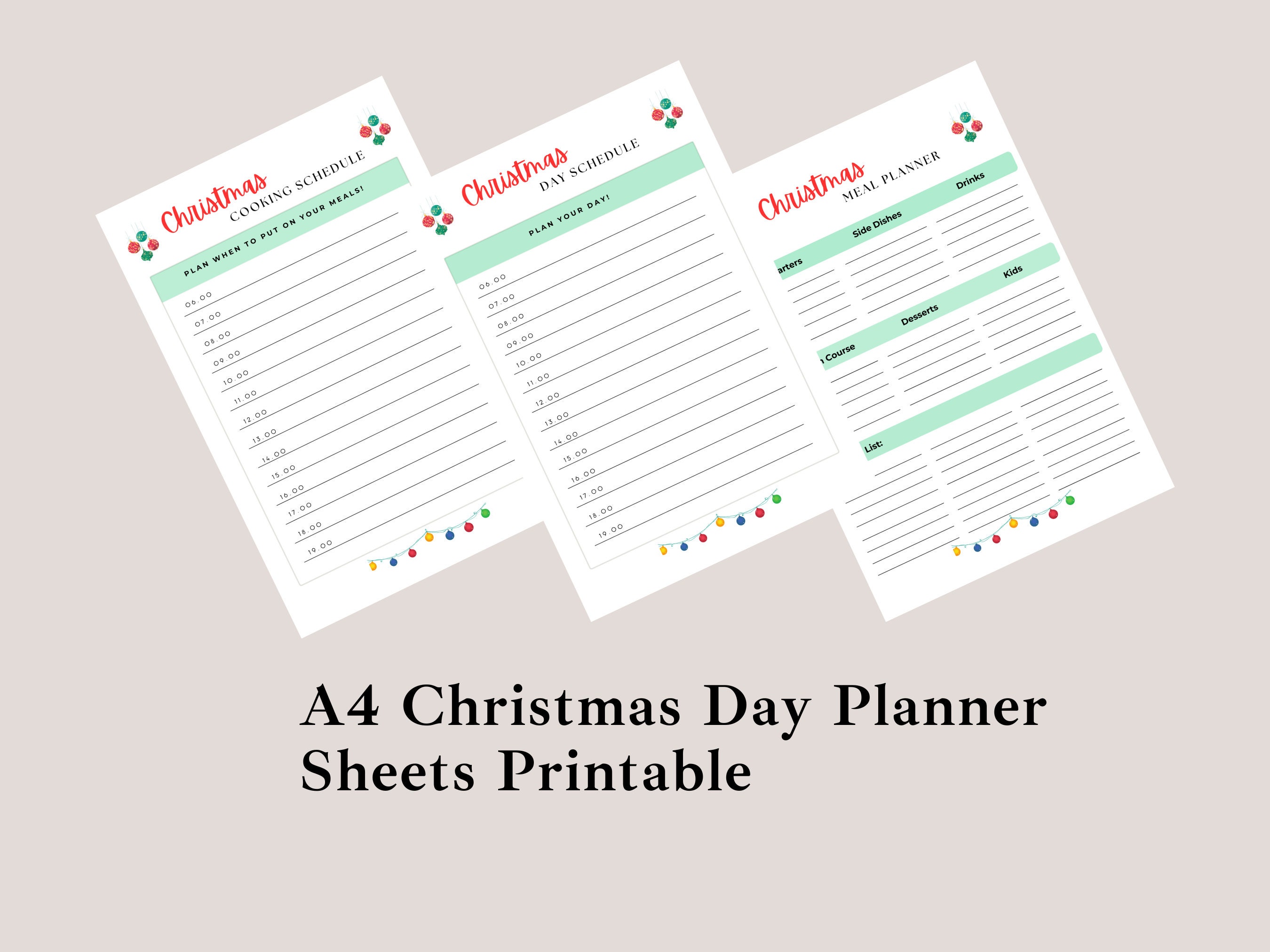 Printable Christmas Day Planner, Christmas Day Planner Sheets ...