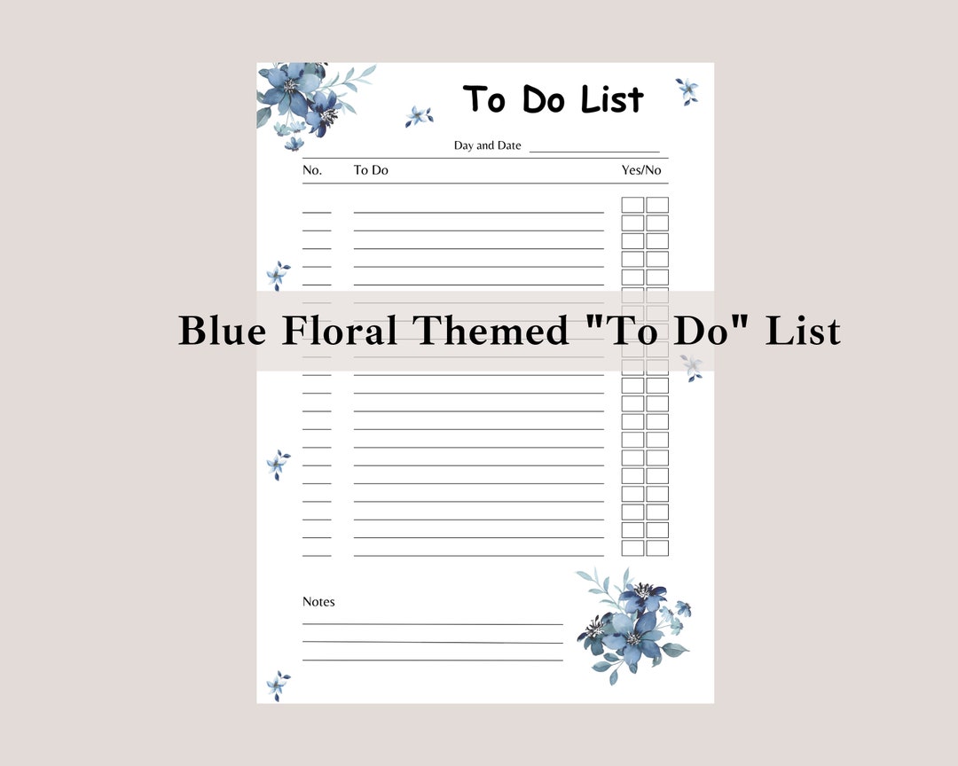 Floral Theme to Do List, Floral to Do List, Colourful Floral to Do List ...