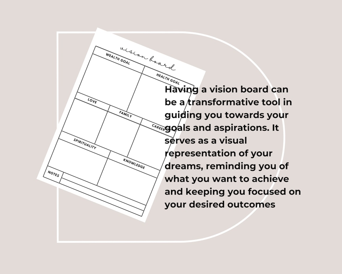 Printable Monochrome A4 Vision Board, Vision Board for Manifesting ...