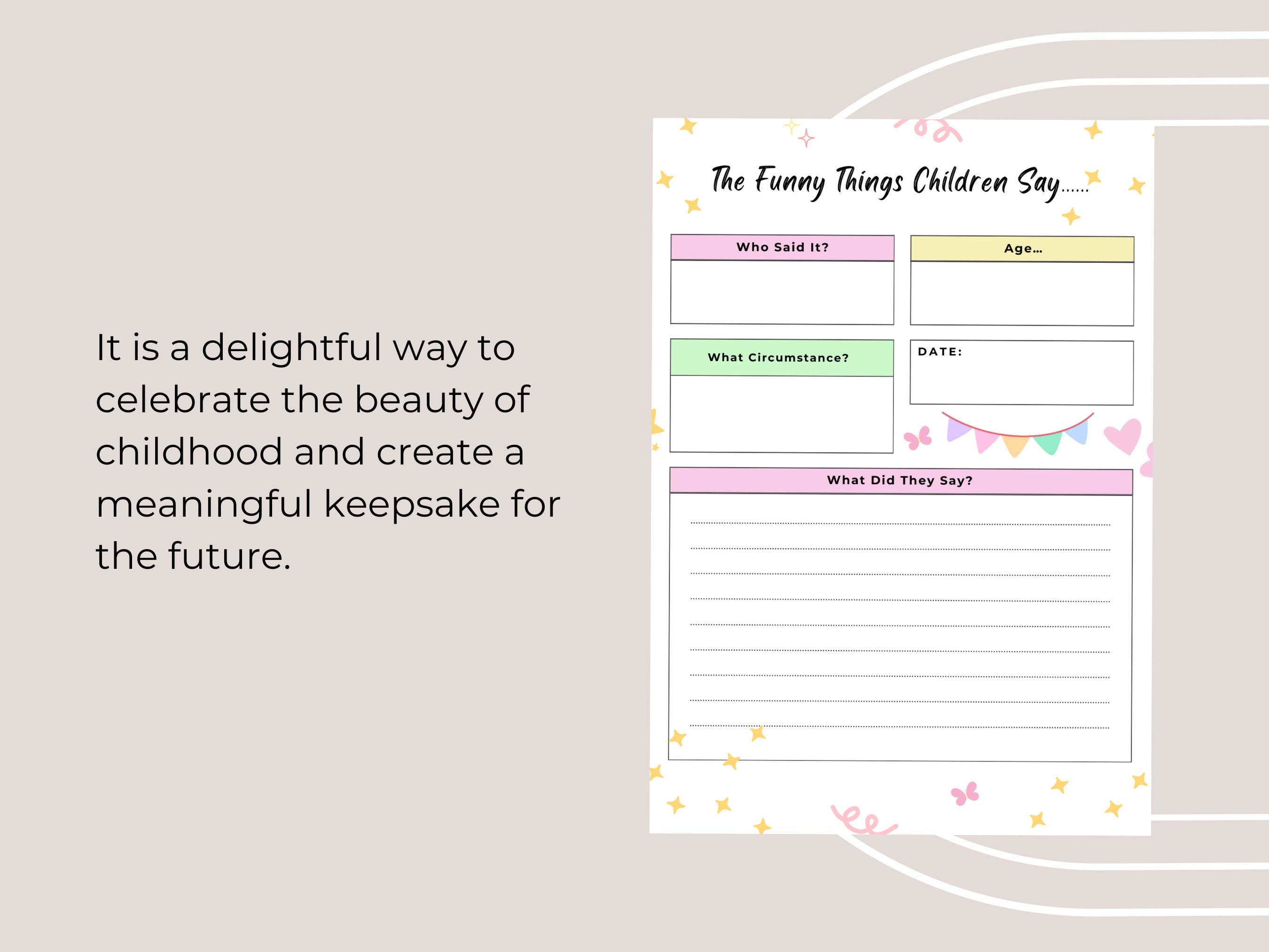Funny Things Children Say Tracker, Things Our Children Say Note Page ...