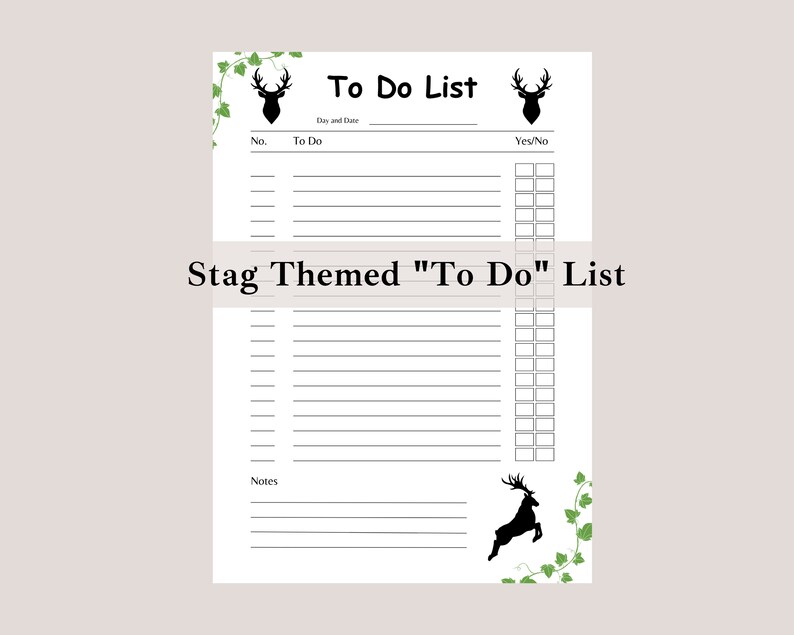 Printable Daily Planner, Stag Themed to Do List, Stag Themed Daily ...
