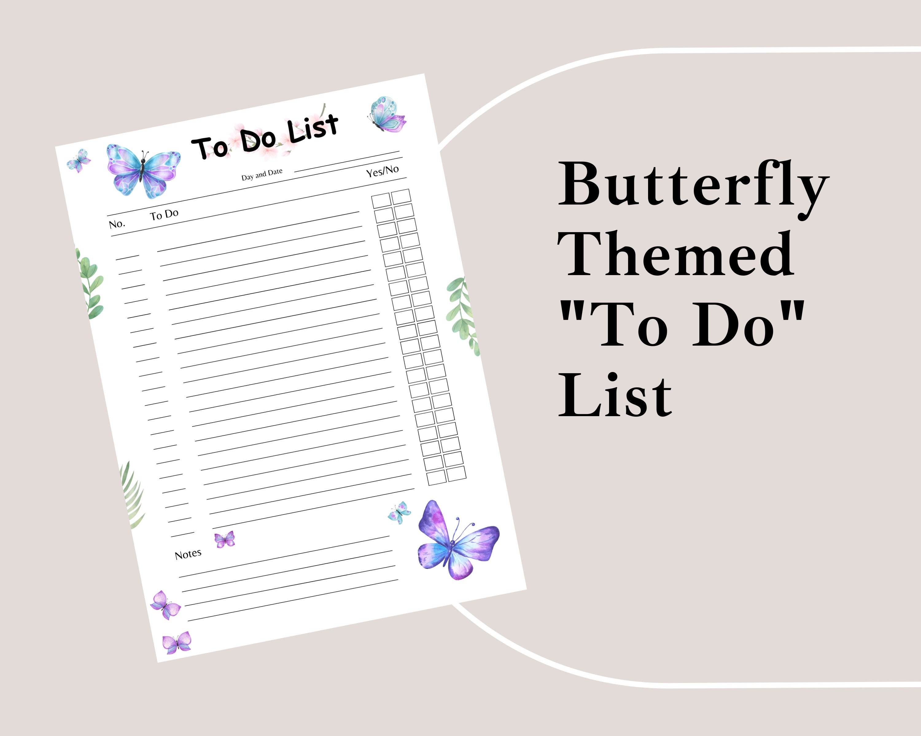 To Do List With Butterfly Theme, Butterfly to Do List, Pretty Butterfly ...